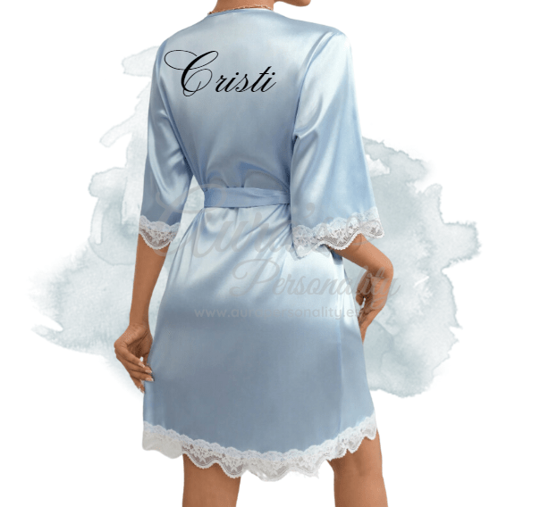 Bata azul clarito encaje personalizada modelo a elegir